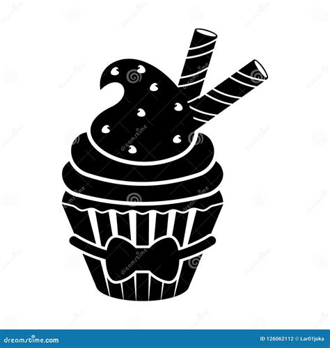 Isolated Cupcake Silhouette Icon Stock Vector Illustration Of Bakery