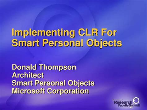 PPT Implementing CLR For Smart Personal Objects PowerPoint