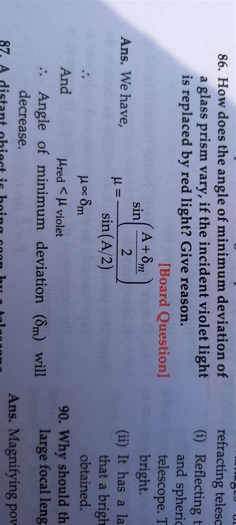 86 How Does The Angle Of Minimum Deviation Of A Glass Prism Vary If The