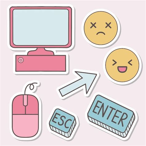 premium vector set of computer modern technology stickers