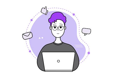 컴퓨터로 일하는 젊은이 프리랜서 또는 학생 학교 온라인 과정 교육 세미나로 돌아가기 위한 벡터 그림입니다 개념에 대한 스톡 벡터 아트 및 기타 이미지 Istock