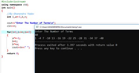 C Program To Print The Series 1 4 7 10 40