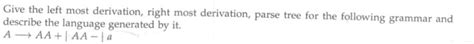 Solved Give The Left Most Derivation Right Most Derivation