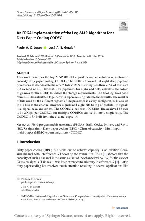 An Fpga Implementation Of The Log Map Algorithm For A Dirty Paper