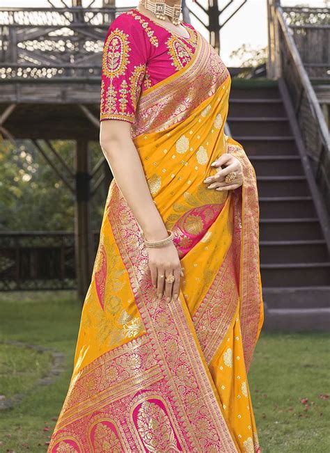 Stylish Yellow Sarees Online For Women Fancy Collections In India