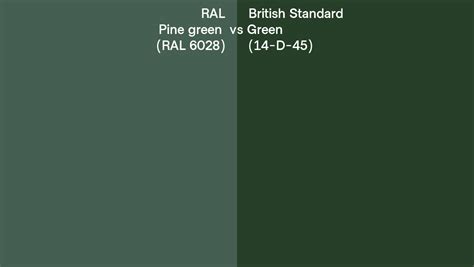 Ral Pine Green Ral 6028 Vs British Standard Green 14 D 45 Side By