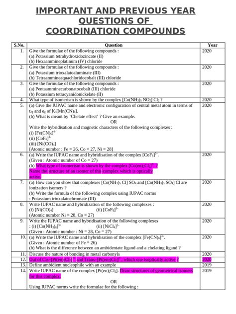 Coordination Compounds Pdf Coordination Complex Isomer