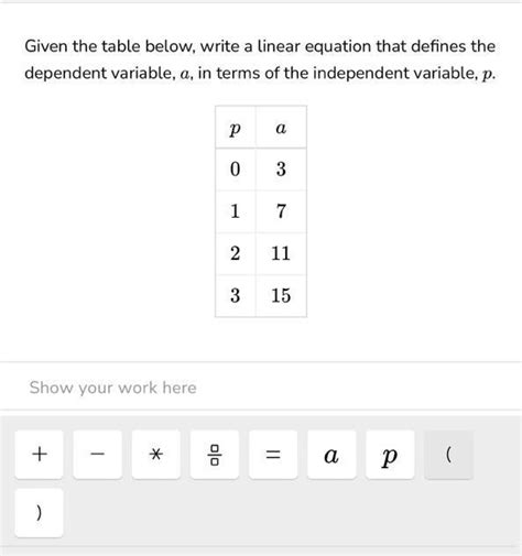 Given The Table Below Write A Linear Equation That Defines The
