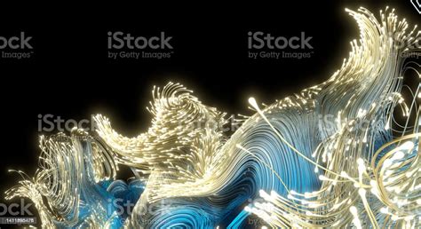 검은 배경에 아름다운 추상적 인 컬러 와이어 현대 기술 배경 미래 지향적 인 디자인 3d 렌더링 이미지 개념에 대한 스톡 사진 및 기타 이미지 Istock