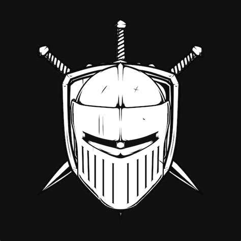 방패 투구와 검 프리미엄 벡터