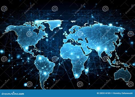 World Map With Code Generative Ai Stock Illustration Illustration Of Network Blue 285514185