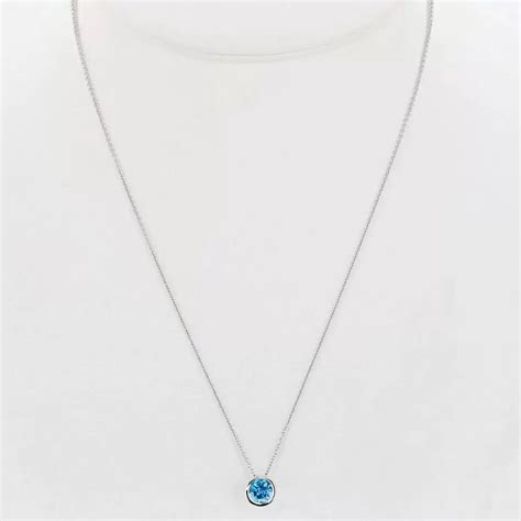 14k白k金 圓形藍托帕石項鍊 1507316｜costco好市多必買推薦