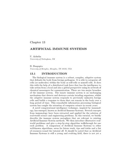 artificial immune systems pdf immune system humoral immunity