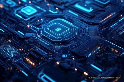 Ai创作图科技芯片 集成电路产业 芯片集成电路 Ic产业 半导体芯片 科幻电路背景 芯片设计与制造 人工智能芯片 电路板素材 蓝色it科技 芯片科技 芯片工业40工业科技 超大规模集成电路