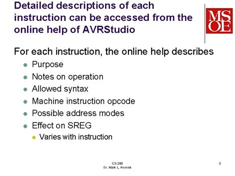More On The Atmega 32 Instruction Set Basic