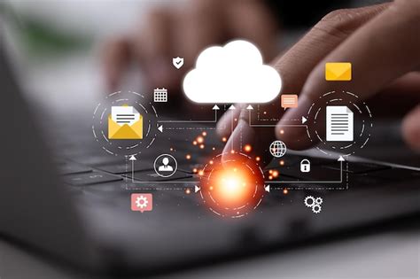 Premium Photo A Laptop Connected To A Cloud Computing Technology