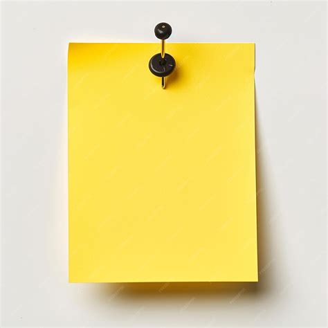 Blank Yellow Sticky Note With Black Push Pin Isolated Premium Ai