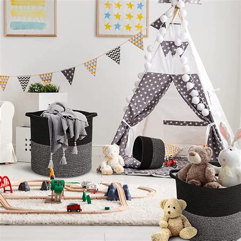 Badu Bg Ръчно изработени плетени кошници за съхранение на мръсно пране Декоративни органайзери