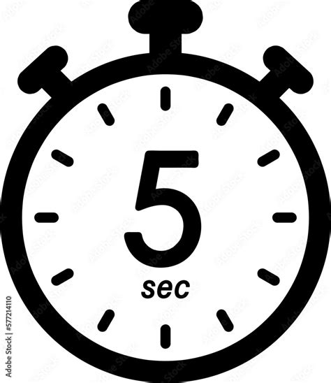 Five Seconds Stopwatch Icon Timer Symbol 5 Sec Waiting Time Vector Five Seconds Stopwatch Icon Timer Symbol 5 Sec Waiting Time Vector