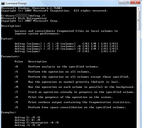Windwos 7 Defrag Via Cmd