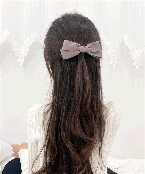 11할인당일 고급 실크 레더 가죽 반머리 반묶음 머리핀 자동핀 미니 리본핀 에이블리