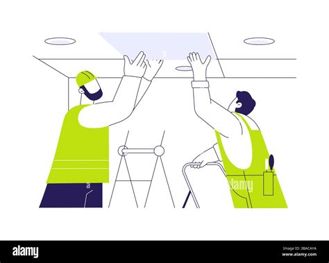 False Ceiling Installation Abstract Concept Vector Illustration Stock