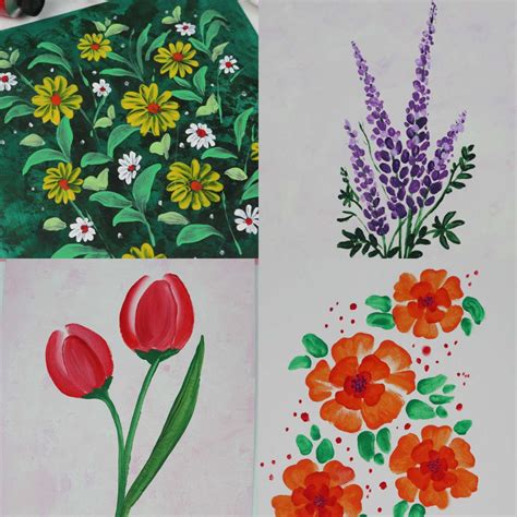 Easy Flower Paintings Ideas 50 Easy Acrylic Painting Ideas For