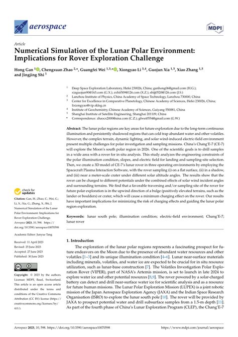 Pdf Numerical Simulation Of The Lunar Polar Environment Implications For Rover Exploration