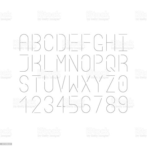 현대 단일 얇은 선 폰트입니다 벡터 대문자 및 숫자 Infographic와 미래 지향적인 디자인 0명에 대한 스톡 벡터 아트 및 기타 이미지 Istock