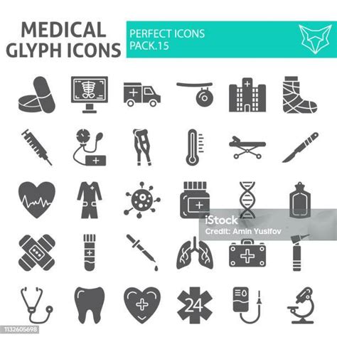 의료 문양 아이콘 세트 병원 기호 컬렉션 벡터 스케치 로고 그림 의학 표지판 흰색 배경에 고립 된 고체 픽토그램 패키지 10에 대한 스톡 벡터 아트 및 기타 이미지 Istock