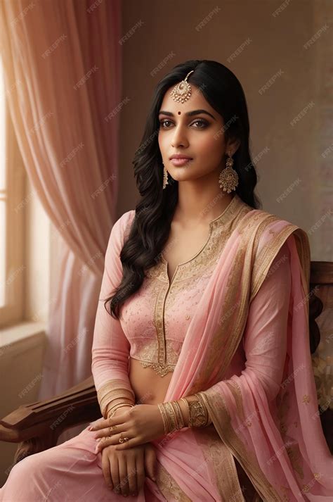 Indian Girl In Saree Punjabi Suit Indian Traditional Dres Premium Ai