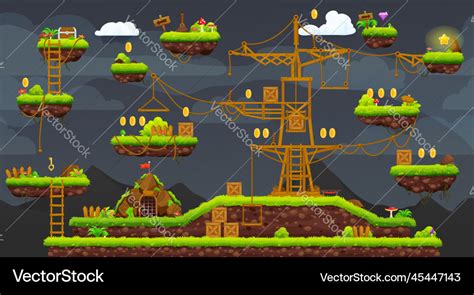 2d Arcade Game Night Level Map Interface Landscape
