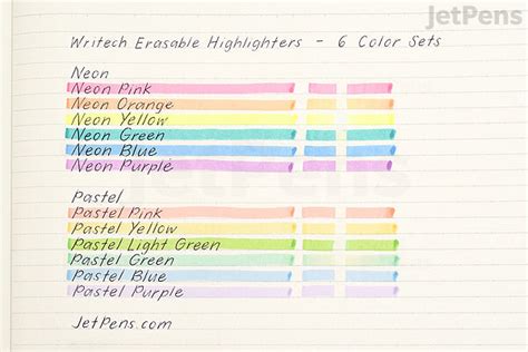 Writech Erasable Highlighter 6 Pastel Color Set Jetpens