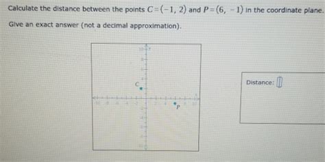 Solved Calculate The Distance Between The Points C 12 And P6 1 In The Coordinate Plane