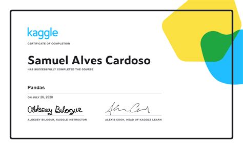 samuel alves cardoso completed the pandas course on kaggle