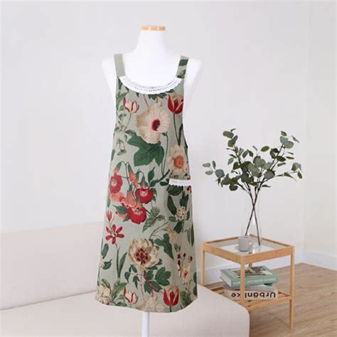 Prima Long Apron For Women Korean Style Floral Apron With Pocket 100