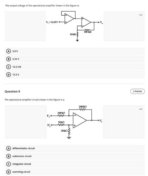 The Output Voltage Of The Operational Amplifier Shown In The Figure Is A 5 0 V B 5 25 V C 12