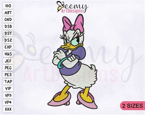 Angry Daisy Duck Machine Embroidery Design 4x4 And 5x7 Hoop Embroidery