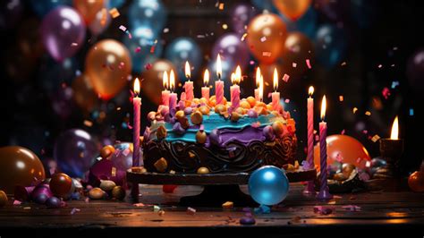 Birthday Balloons And Cake Wallpaper
