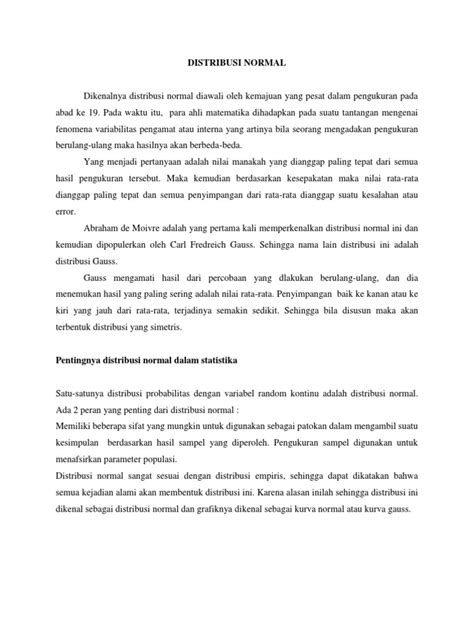 Distribusi Normal Dan Uji Normalitas Pdf