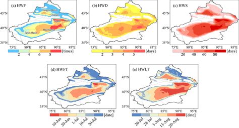 Spatial Distribution Of Annual Averaged A Heatwave Frequency Hwf Download Scientific