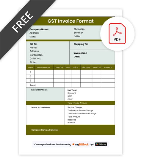 Gst Invoice Format Download Free Templates