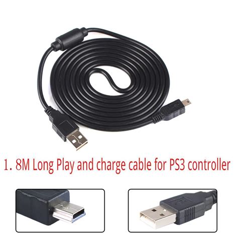 Data Power Cable For Playstation PS Game Controllers M FT Black Data Cable USB Charging