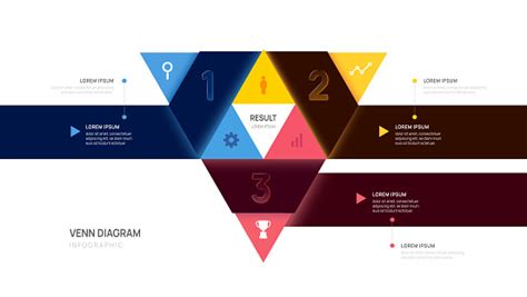 인포 그래픽 벤 다이어그램 차트 삼각형 템플릿 비즈니스 3 단계 옵션 벤 다이어그램 요소 벡터 일러스트 레이 션과 프리젠 테이션 0명에 대한 스톡 벡터 아트 및 기타 이미지