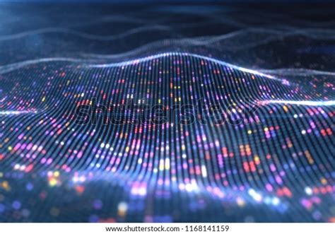 Abstract Glowing Virtual Neural Network Futuristic Stock Illustration