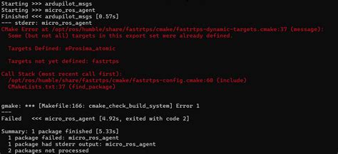 ROS2 Installations Building Showing Micro Ros Agent With CMake Error General ArduPilot