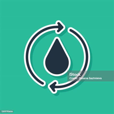 녹색 배경에 격리 된 블루 재활용 깨끗한 아쿠아 아이콘 표지판 재활용이 있는 물 한 방울 벡터 0명에 대한 스톡 벡터 아트 및 기타 이미지 Istock