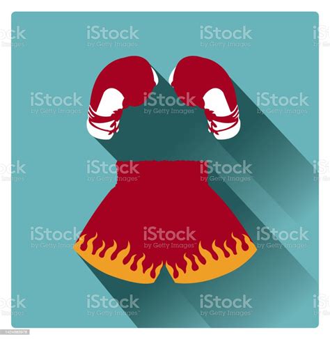 플랫 권투 장갑과 권투 반바지의 붉은 색 Combat Sport Event에 대한 스톡 벡터 아트 및 기타 이미지 Combat Sport Event 격투기 경기