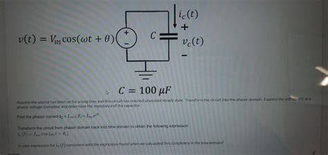 Solved Ict V T Vmcos Wt Vc T C Uf Assume Chegg Com