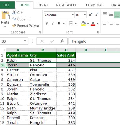 Selecting A Row Or Rows In Microsoft Excel